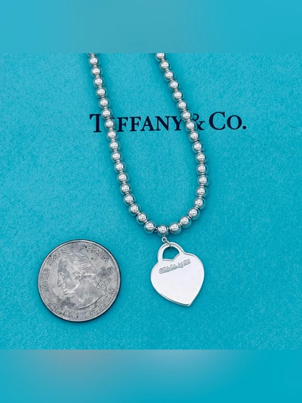 Tiffany & Co. | Jewelry | Tiffany Co Silver Bead Necklace With Heart ...